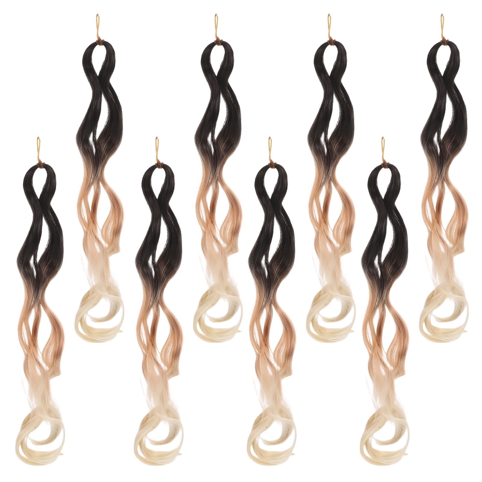 OFFIGAM 8Pcs Multicolor Crochet Hair Extensions Synthetic Fiber ...