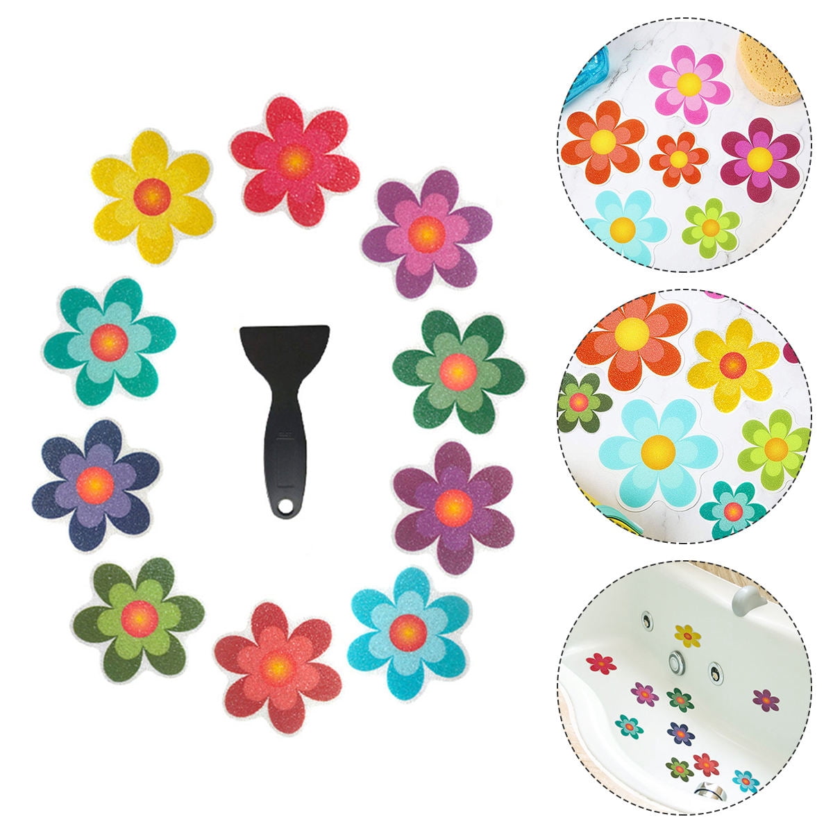 OFFIGAM Anti Slip Bath Tub Stickers For Kids Assorted Color 8x8in Non ...