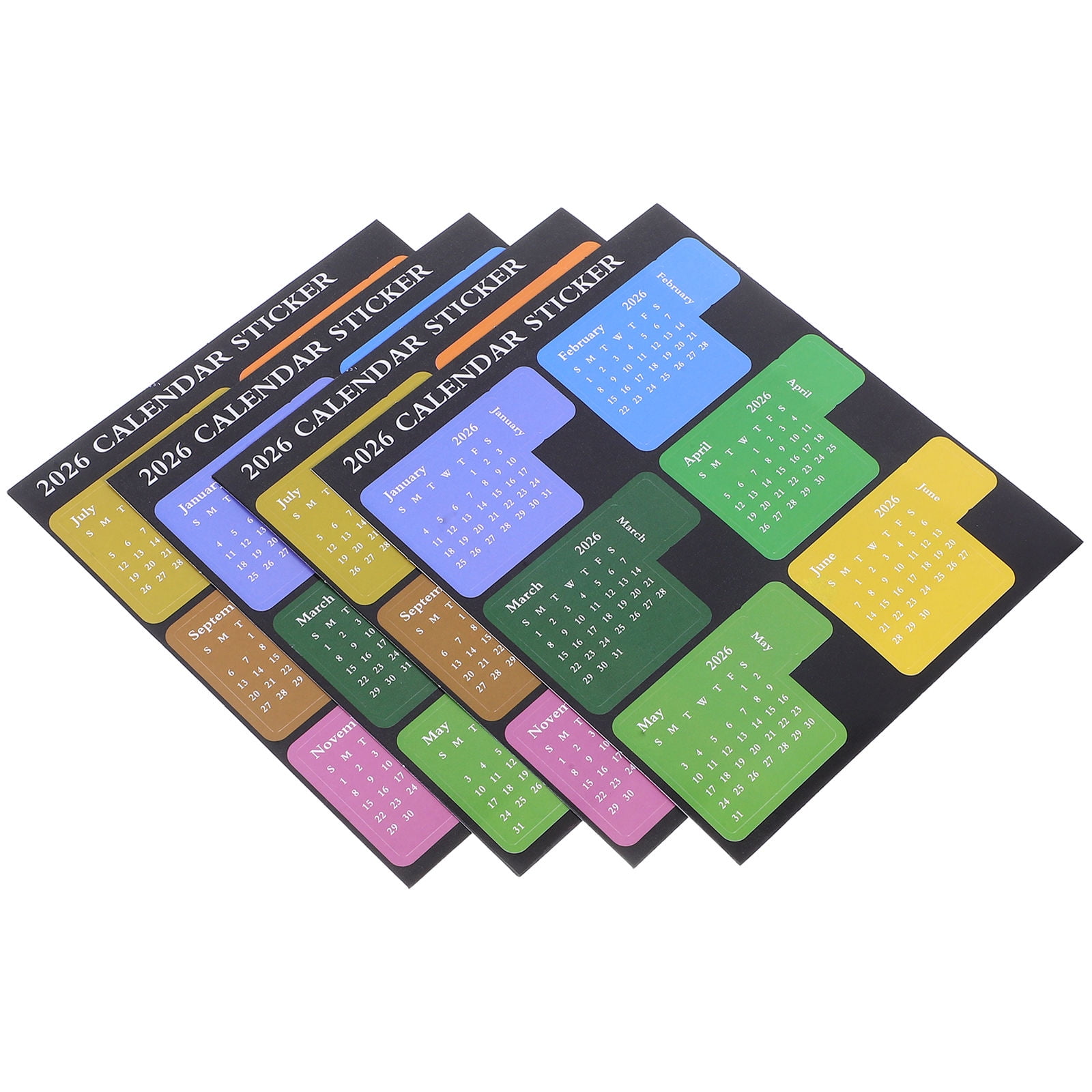 OFFIGAM 2026 Assorted Color Paper Calendar Stickers with Adhesive for ...