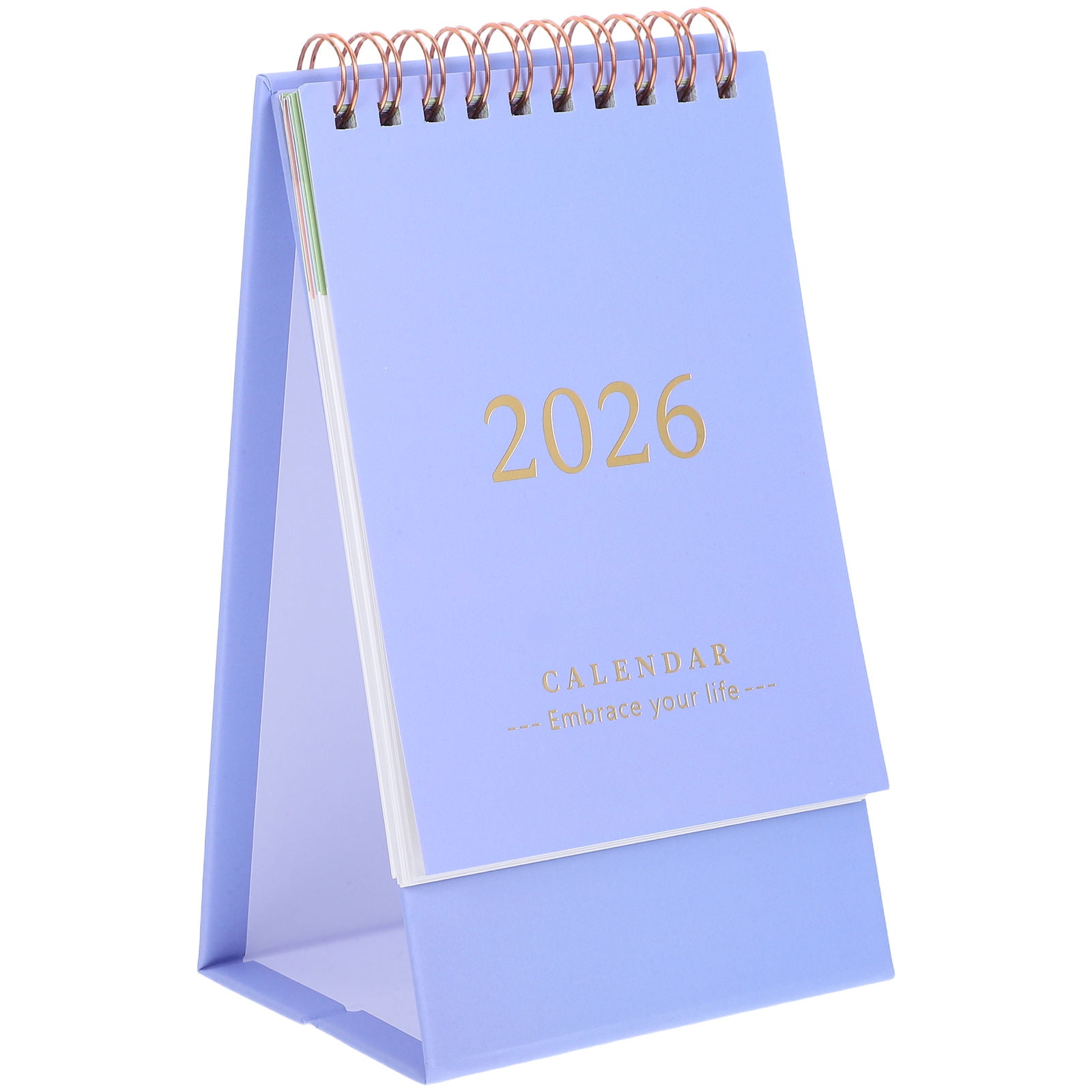 OFFIGAM 2026 Purple Desktop Calendar Small Standing Flip Daily Planner ...