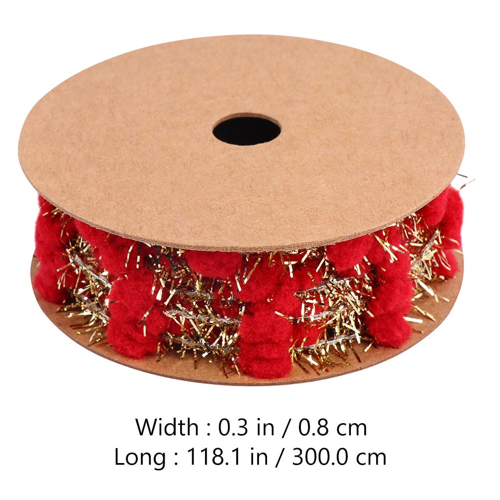 OFFIGAM Red Pom Pom Trim Ribbon for Christmas Tree Decoration, Crafts ...
