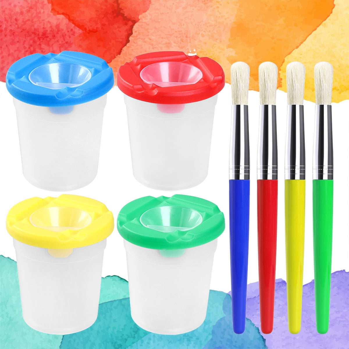 OFFIGAM Color Paint Cup Set with Brushes Easy Clean Art Supplies for ...