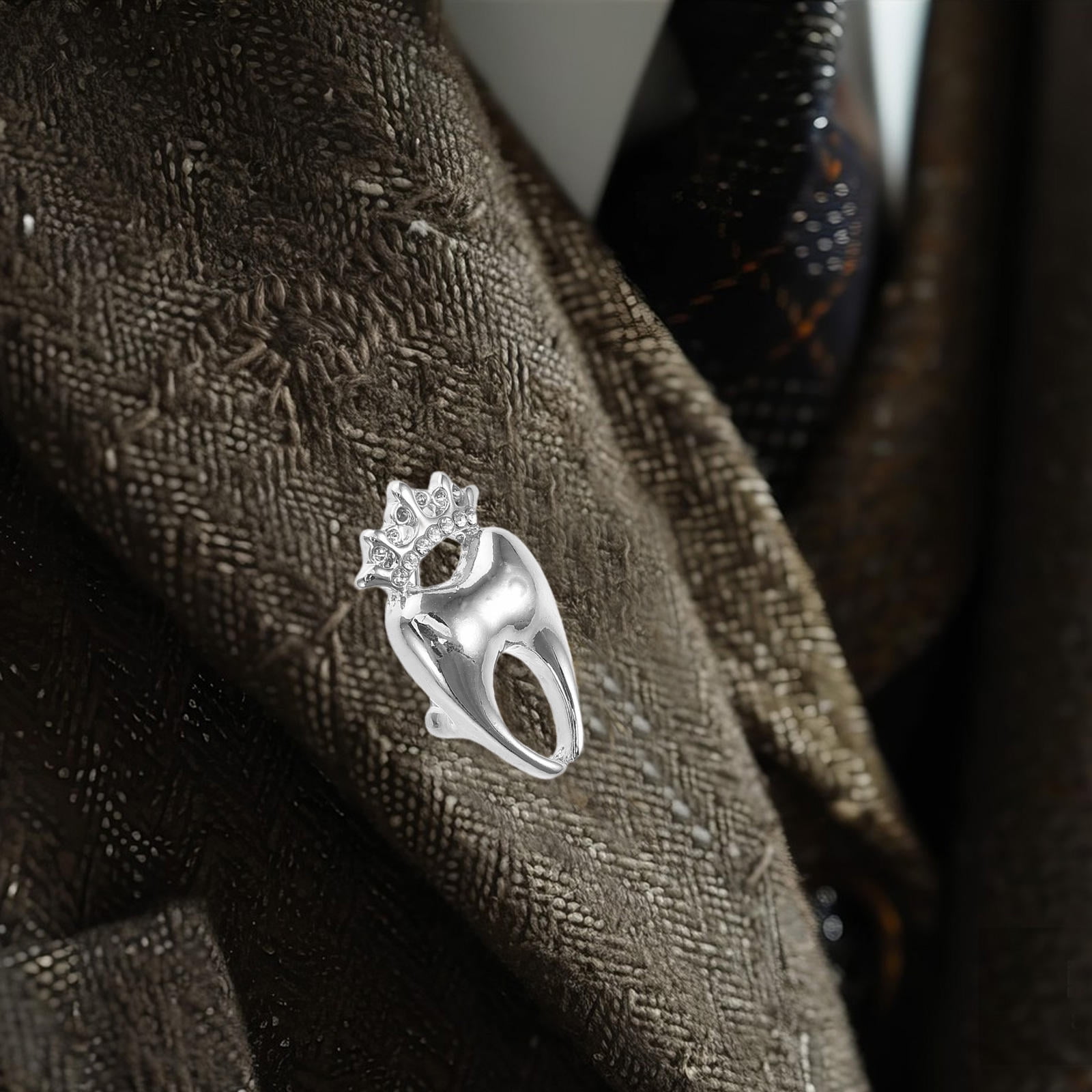OFFIGAM Crown Tooth Lapel Pin with Rhinestones Stylish Brooch for ...