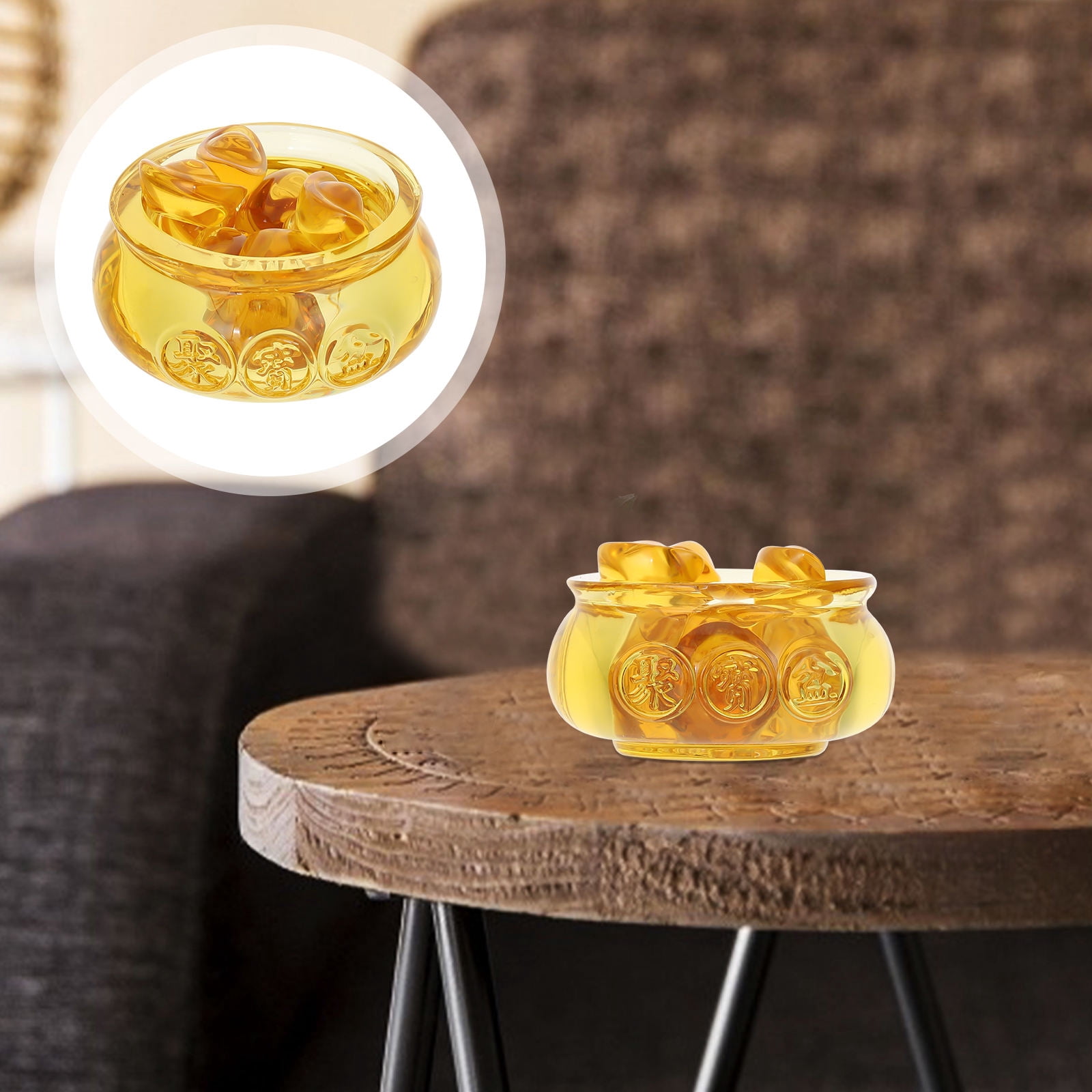 OFFIGAM Crystal Treasure Basin Ornament 6X2.4X1.2in Golden Crystal ...