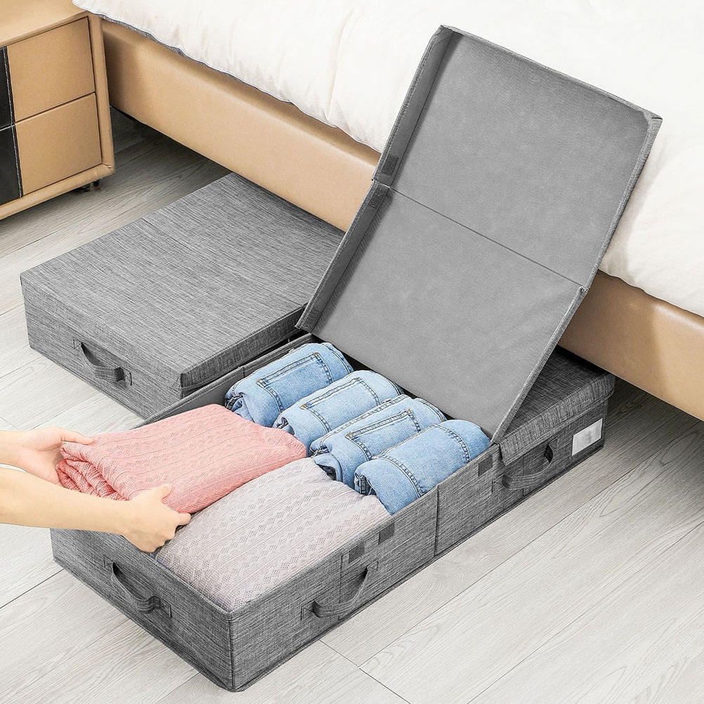 OFFIGAM Quilts Storage Case Folding Under Bed Clothes Organizer Grey ...
