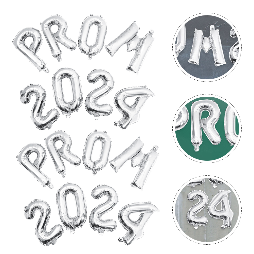 OFFIGAM Graduation Party Balloons Prom Letter 2024 Signs 2Sets Silver ...