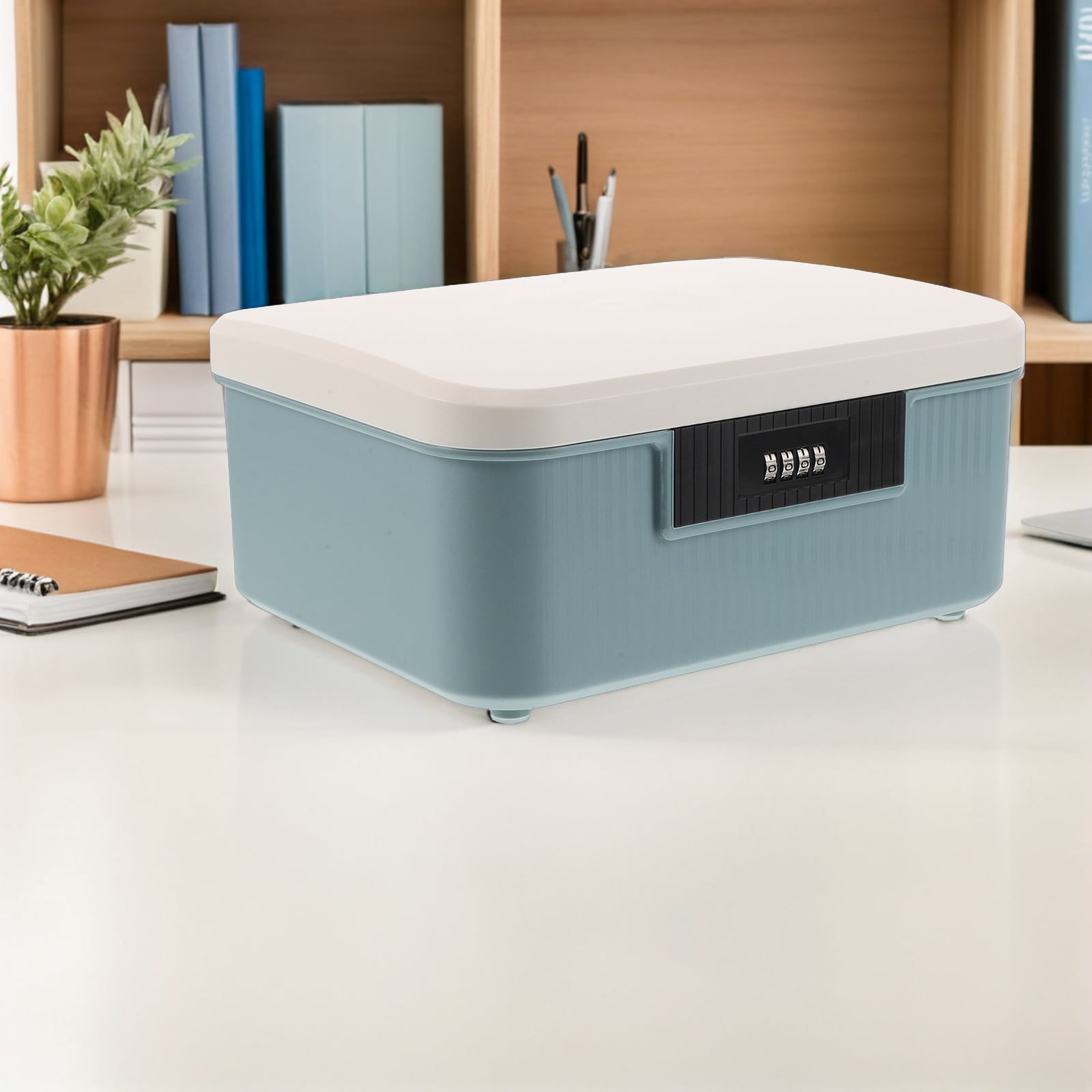 OFFIGAM Combination Safe Lockbox Blue Storage Bin with Privacy ...