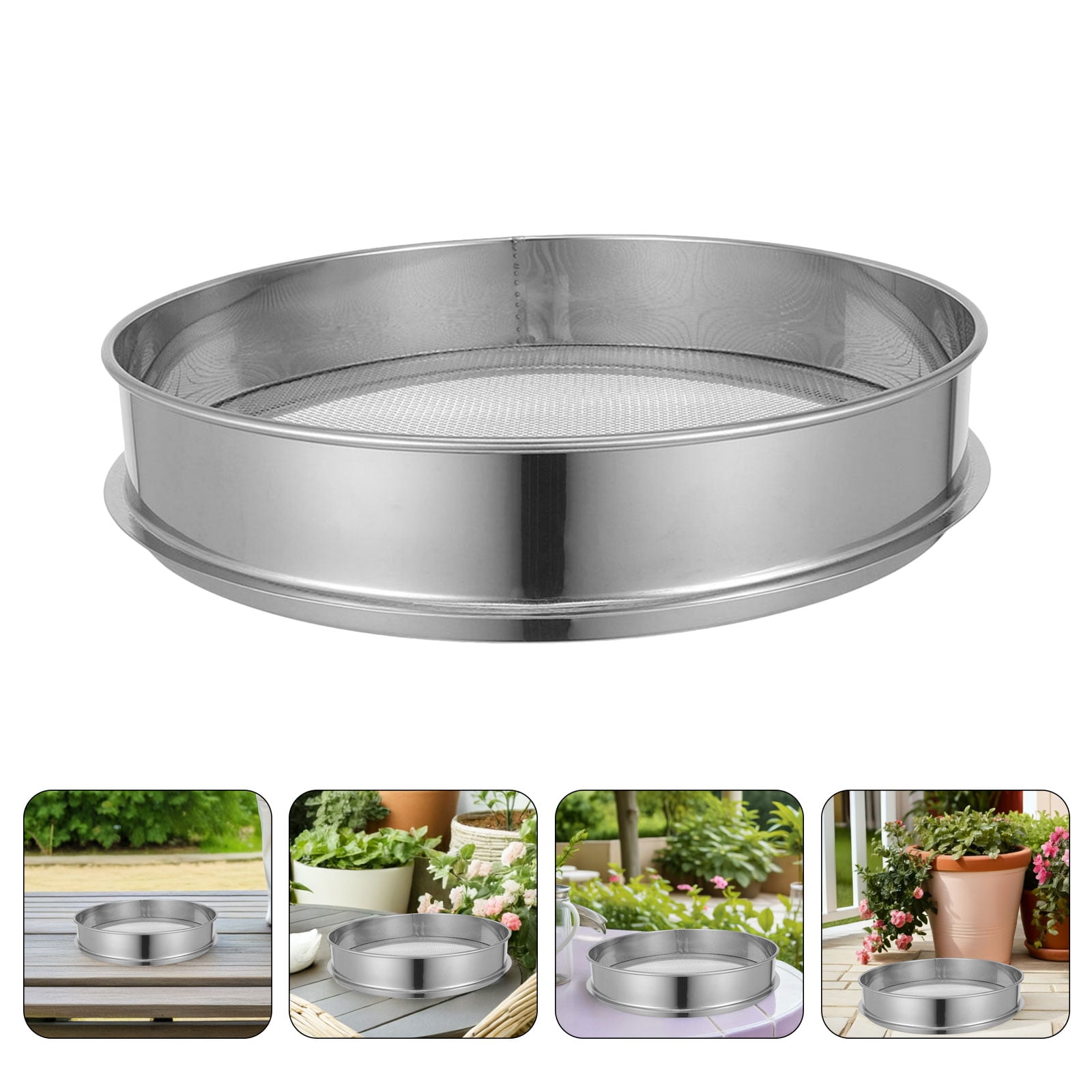 OFFIGAM Manual Stainless Steel Garden Soil Sieve with Large Mesh Screen ...