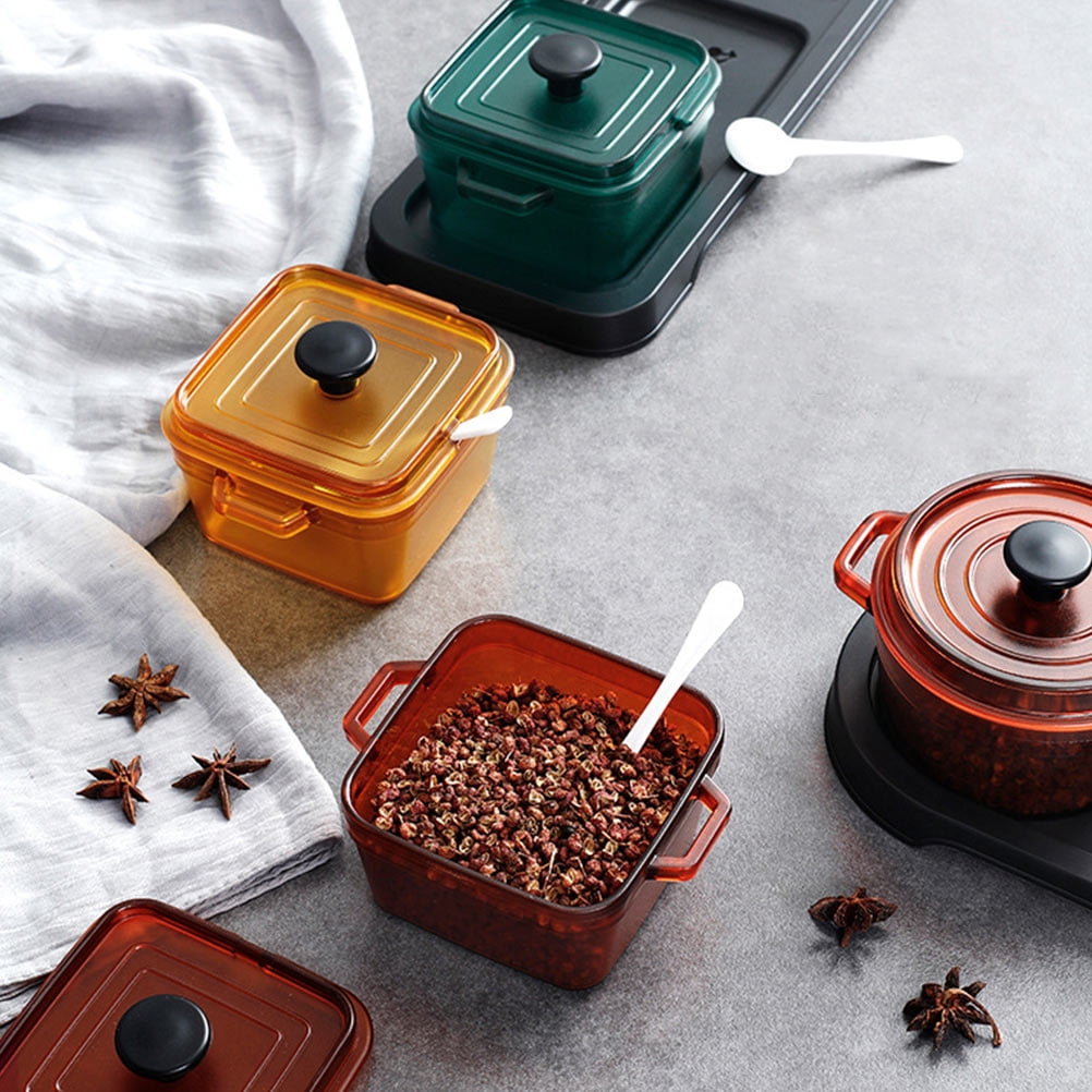 OFFIGAM Multifunctional Seasoning Jars with Spoon Lid Assorted Color ...