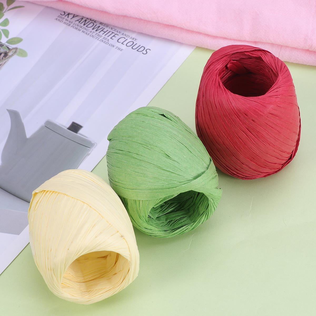 OFFIGAM Natural Raffia for Crafting 3 Rolls Raffia Rope Craft Diy ...