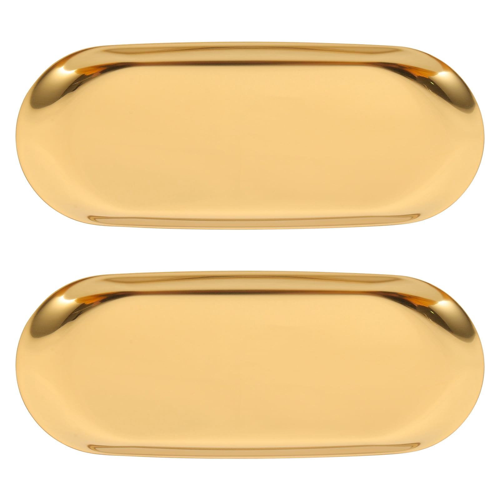 OFFIGAM Oval Golden Stainless Steel Tray 2Set for Creative Food Display ...