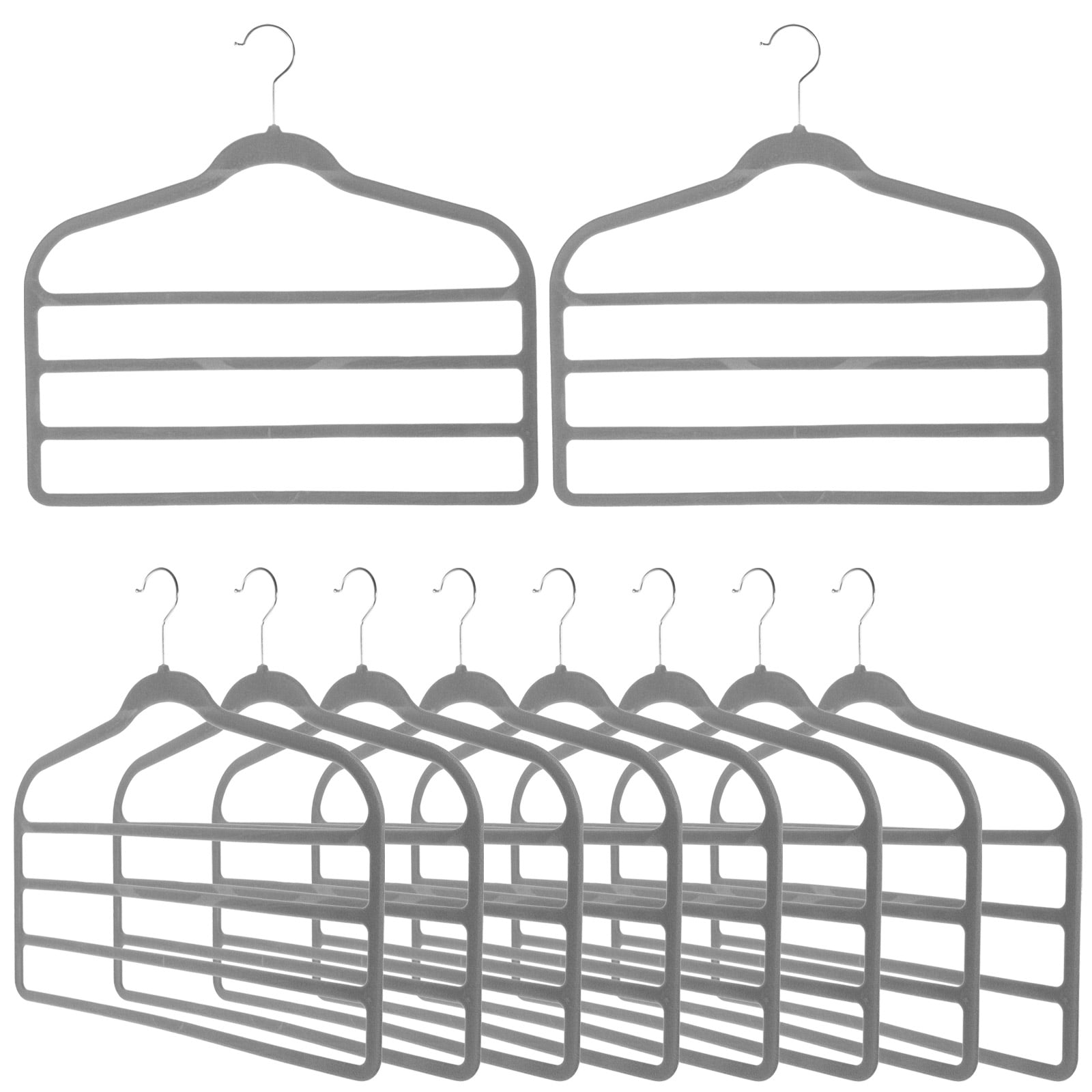 OFFIGAM Pants Hangers 10Pack Grey Plastic with Flocking for ...
