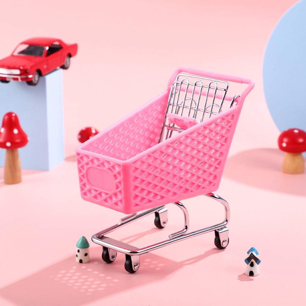 OFFIGAM 4Pcs Pink Small Supermarket Cart Storage Model for Desk ...