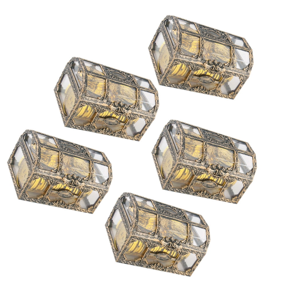 OFFIGAM 5Pcs Plastic Treasure Chest Vintage Jewelry Storage Coffee ...