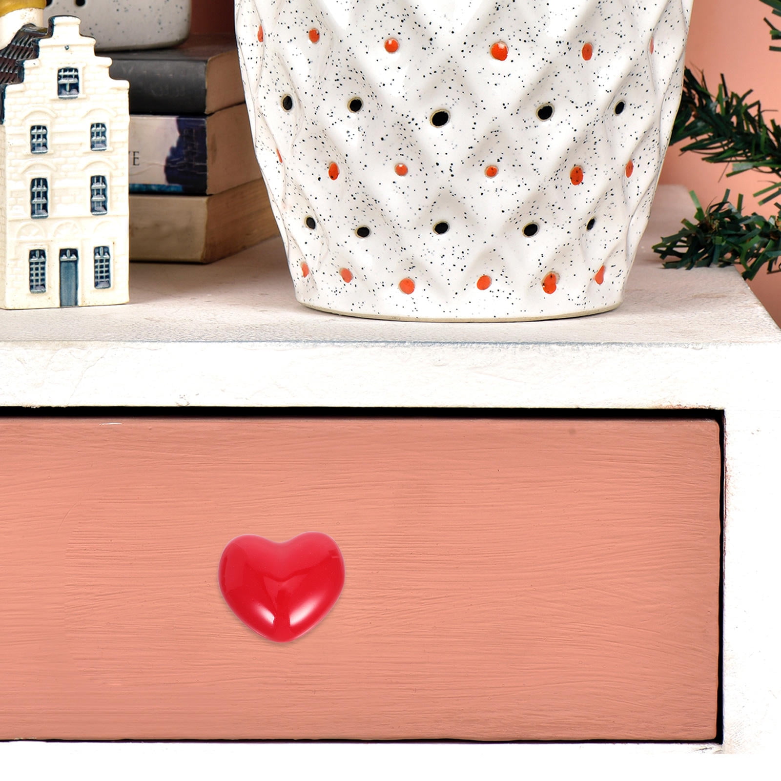 OFFIGAM Red Ceramic Heart Drawer Pulls for Kids Room Cute Cabinet Knobs ...