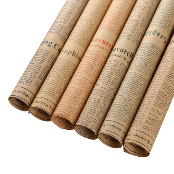OFFIGAM Retro Newspaper Design Kraft Paper Wrappers for Gift Wrapping ...