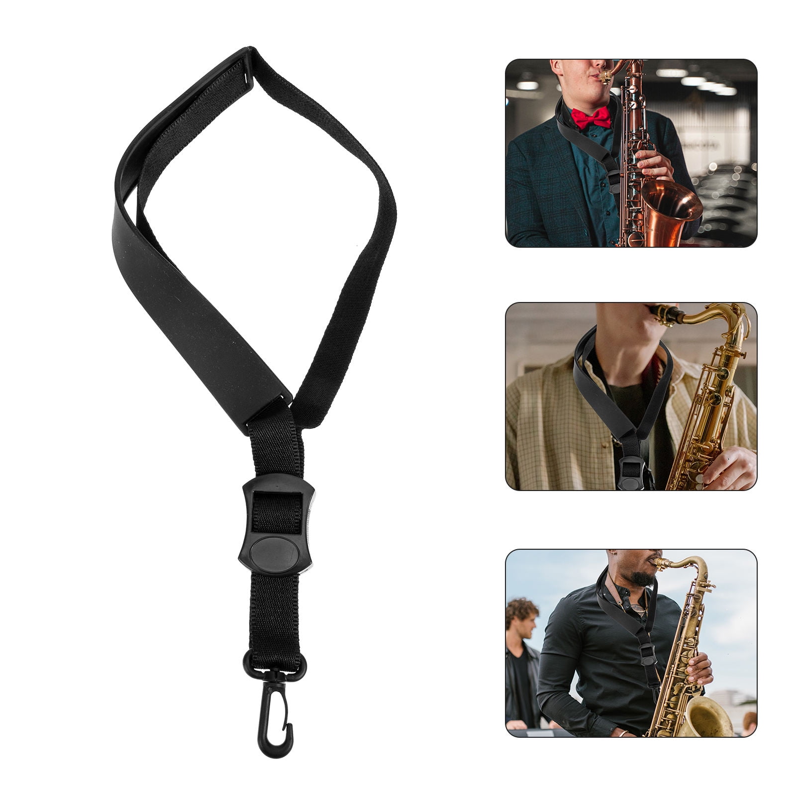 OFFIGAM Black Silicone Saxophone Shoulder Strap, Comfortable and ...