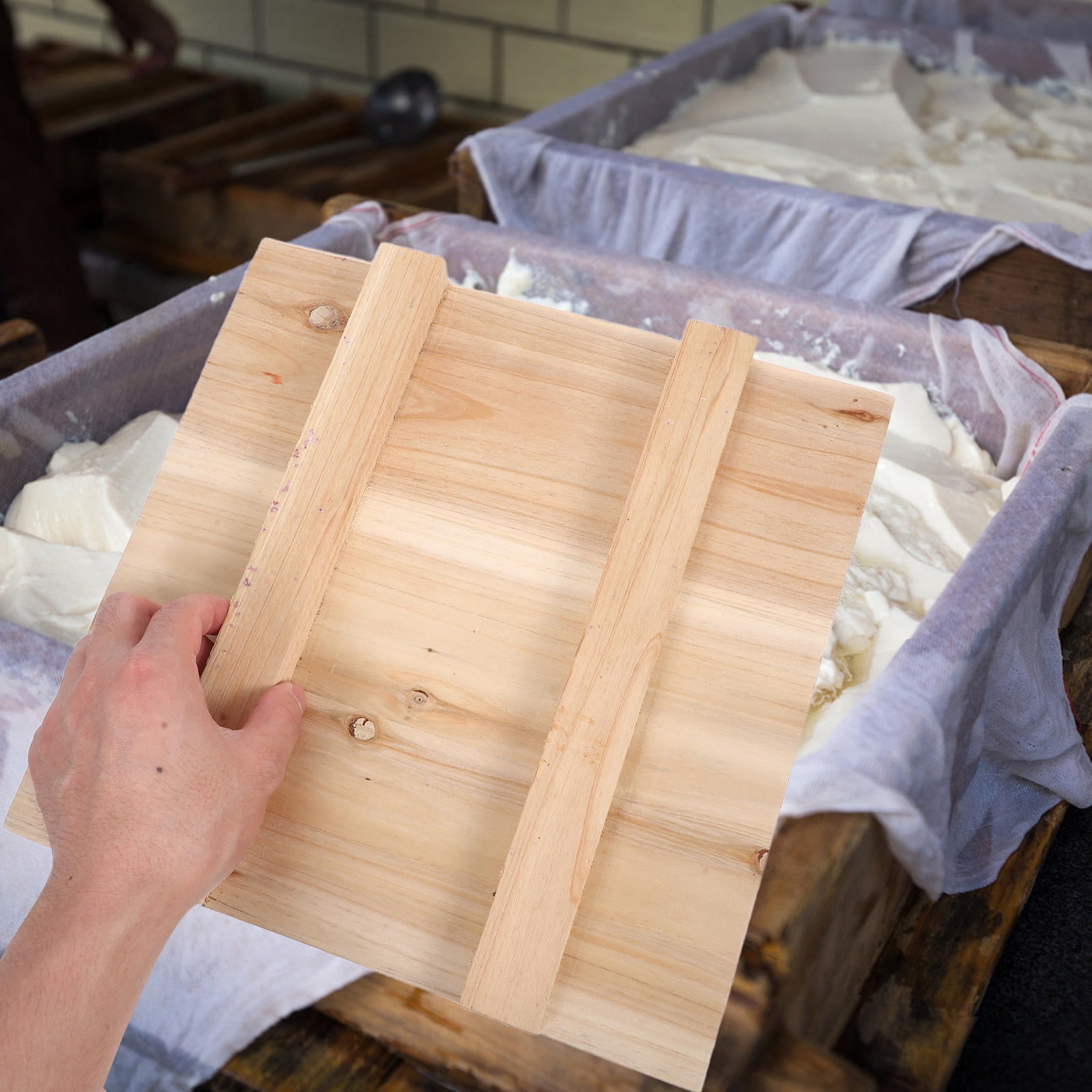 OFFIGAM Soybean Curd Maker Board Tofu Press Board Wooden Beige Tool For ...