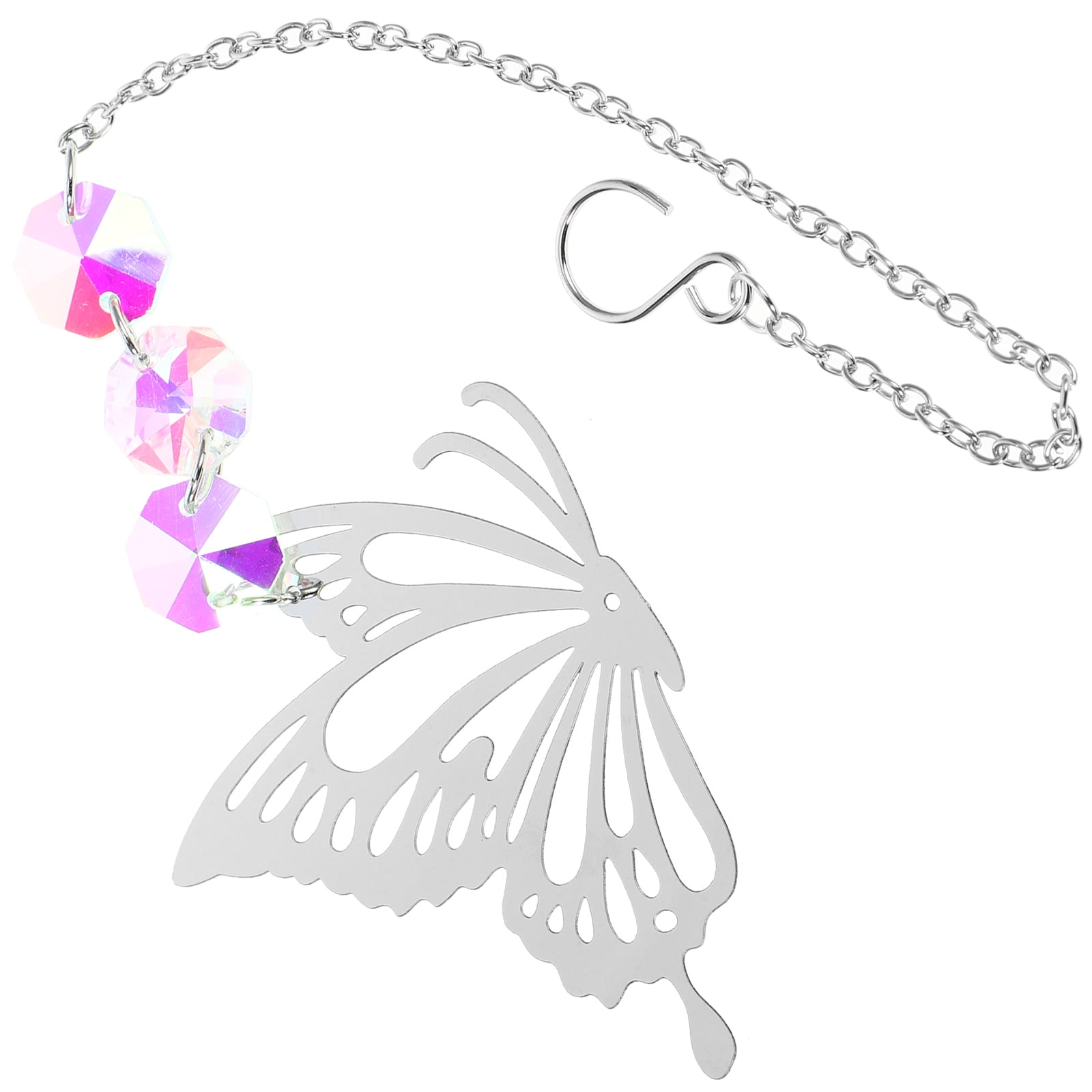 OFFIGAM Silver Butterfly Crystal Adornment Sun Catcher for Home and ...