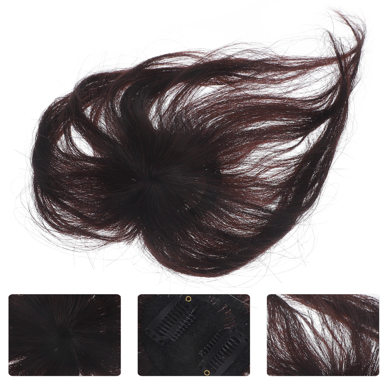 OFFIGAM Thin Hair Toppers for Women Brown Human Hair Hairpiece Natural ...