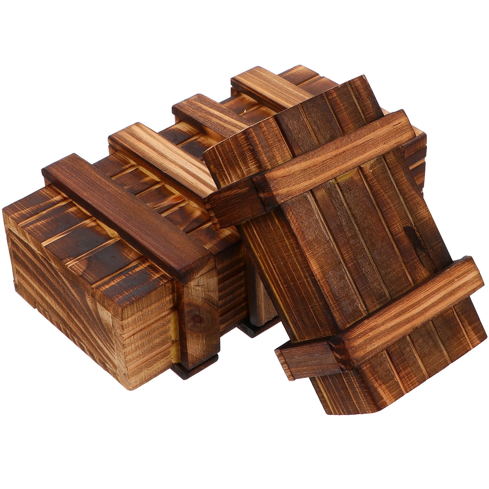 OFFIGAM Three Opening 2Pcs Assorted Color Wooden Puzzle Brain Teaser ...
