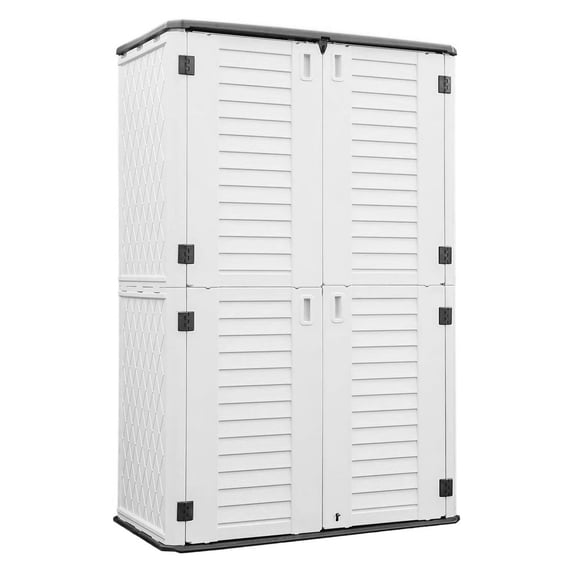 OFFIGAM Weatherproof Plastic Outdoor Cabinet White Buffet Entry Garden ...