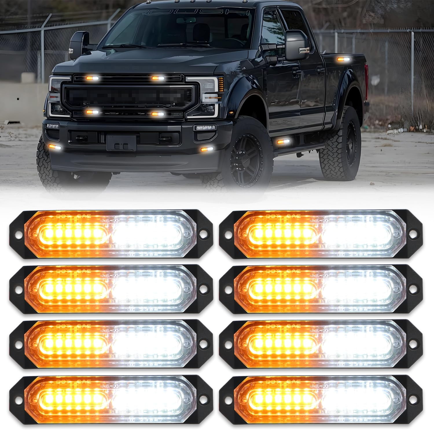 OFFKAT Upgraded 8 PCS 12 LED Sync Feature Strobe Lights, [20 Flashing ...