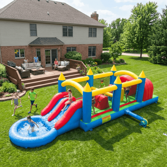 OFFMUST 30ft Commercial Inflatable Obstacle Course, Heavy Duty PVC ...