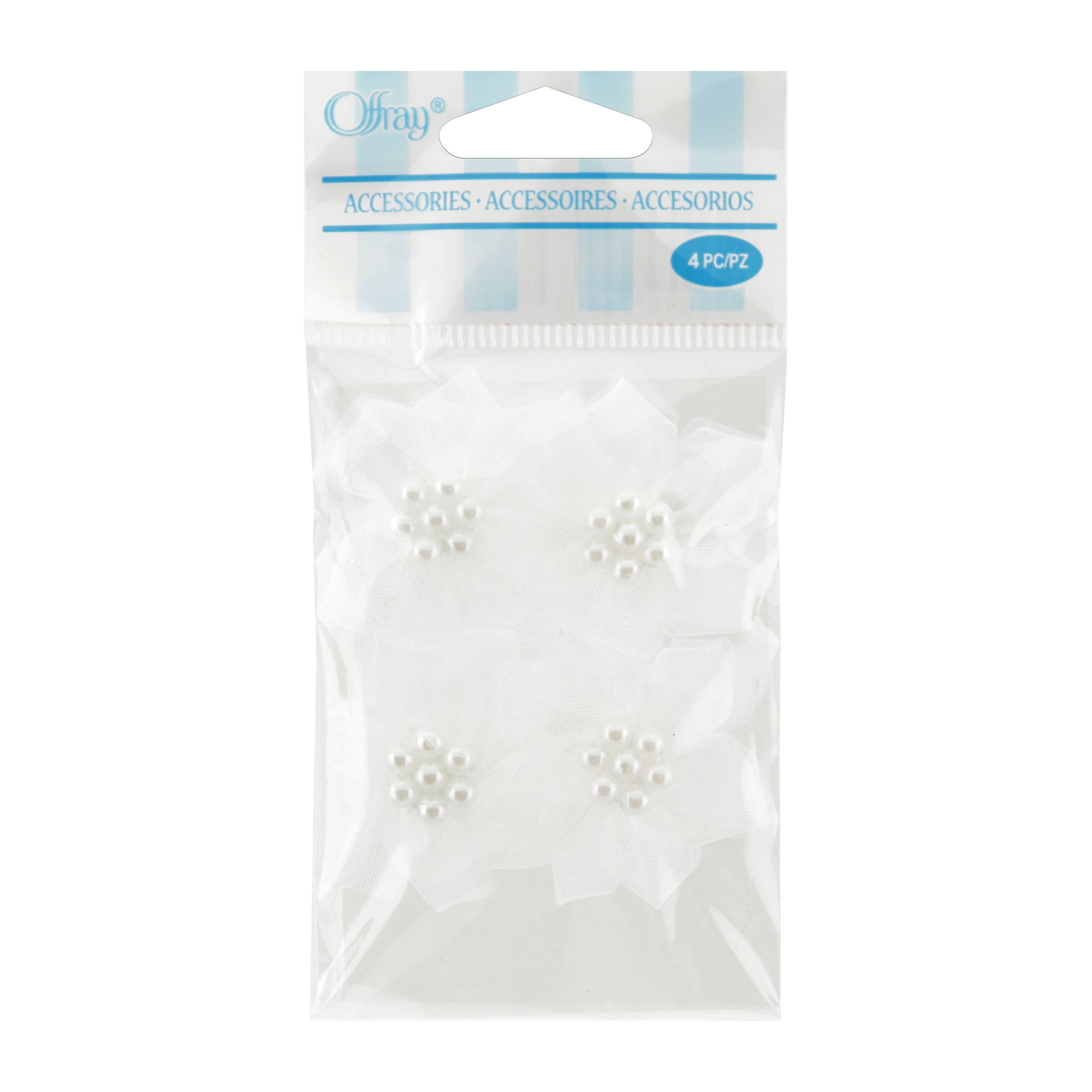 OFFRAY Accessories, White Sheer Petal Flower with Pearl Accessory, 4 ...