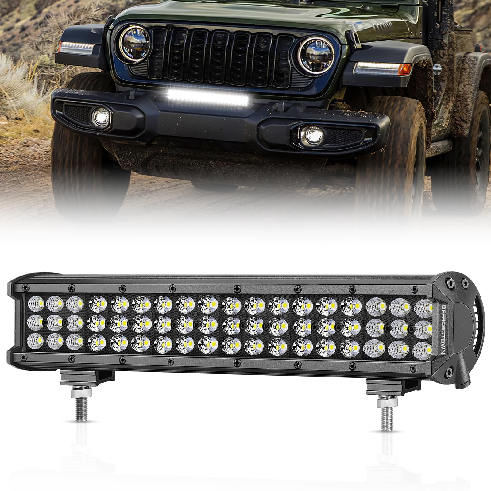 OFFROADTOWN 15 Inch LED IFF17 Light Bar Triple Flood Combo Beam LED ...