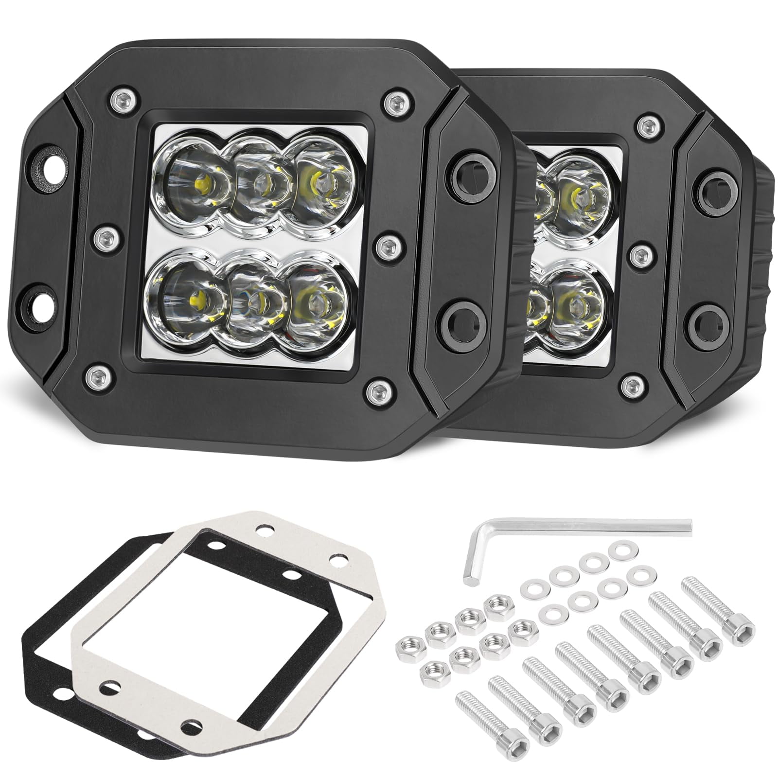 OFFROADTOWN Flush Mount LED SSF20 Pods 5'' CREE Lights Driving Bumper ...