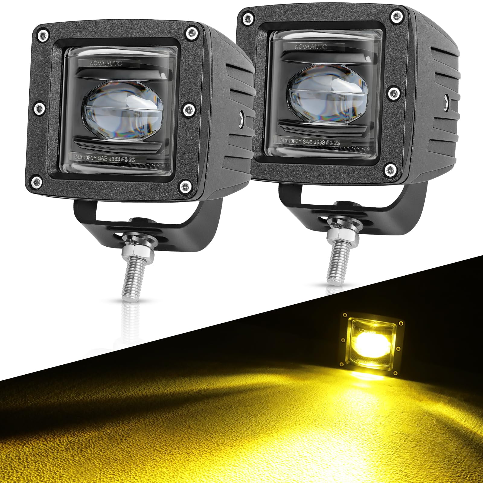 OFFROADTOWN Fog Lights 3'' SSF20 SAE Yellow LED Pods DOT Approved ...