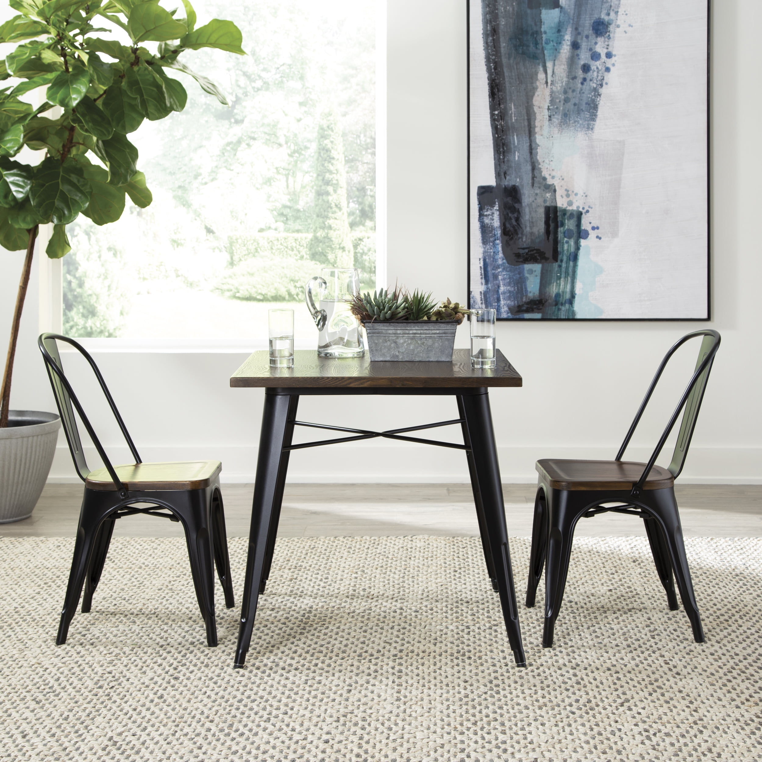 OFM 161 Collection Industrial Modern 30" Square Dining Table, Wooden ...