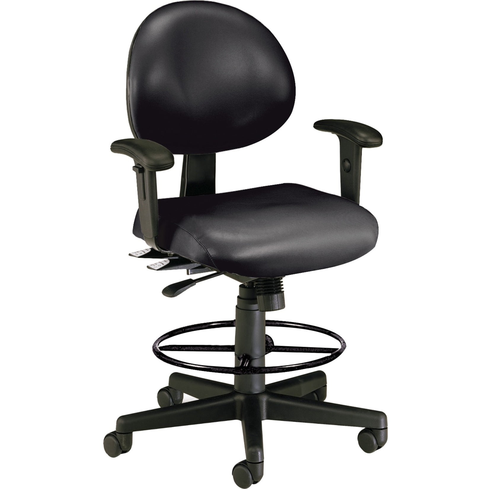 OFM 24 Hour Ergonomic Vinyl Task Chair with Arms and Drafting Kit, Mid ...