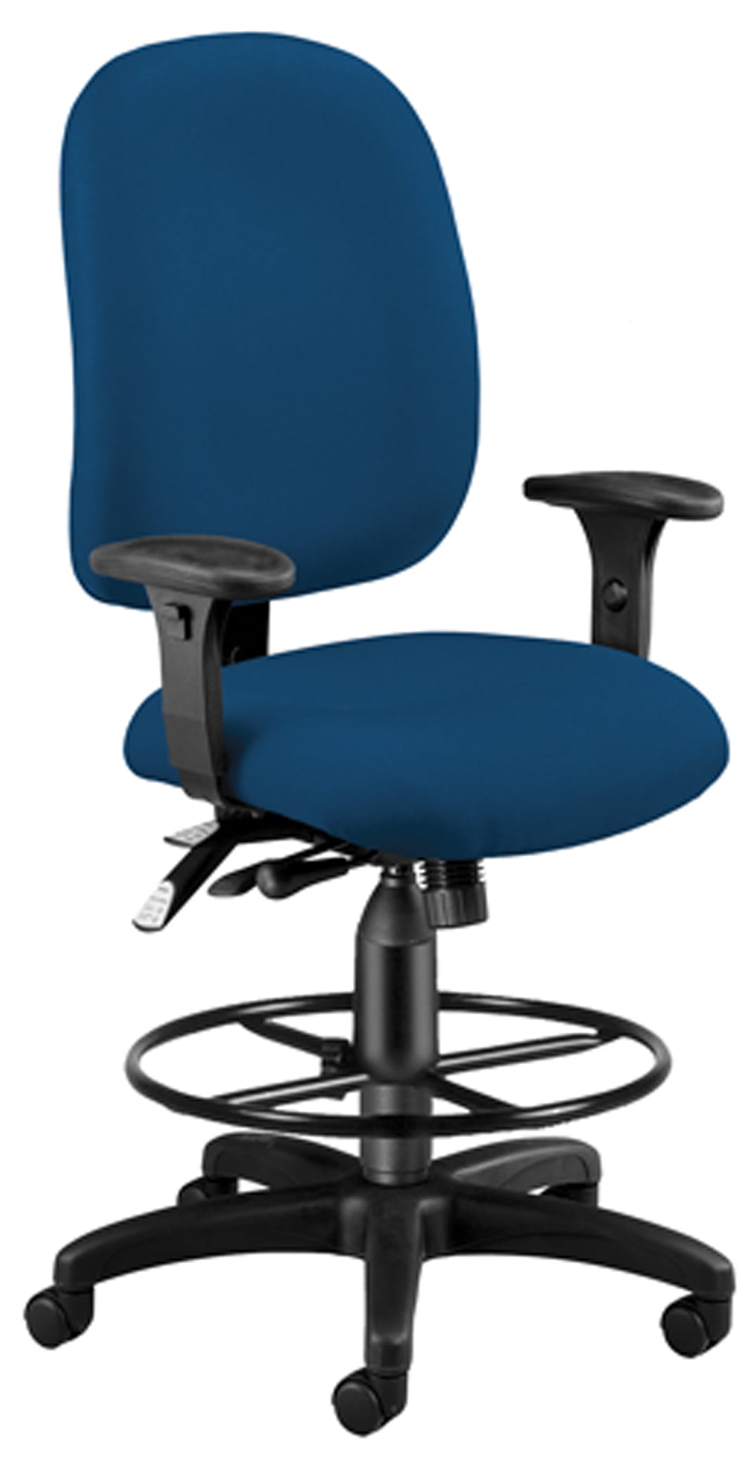 OFM Ergonomic Task Chair with Arms and Drafting Kit, Mid Back, in Navy ...