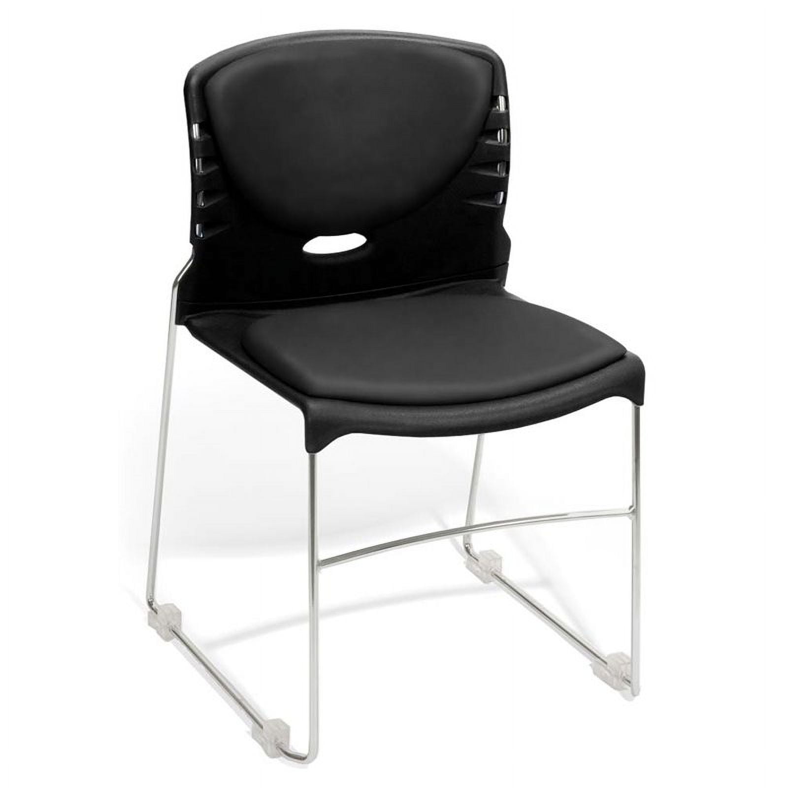 OFM Faux Leather Stacking Chair in Black (Set of 4) - Walmart.com