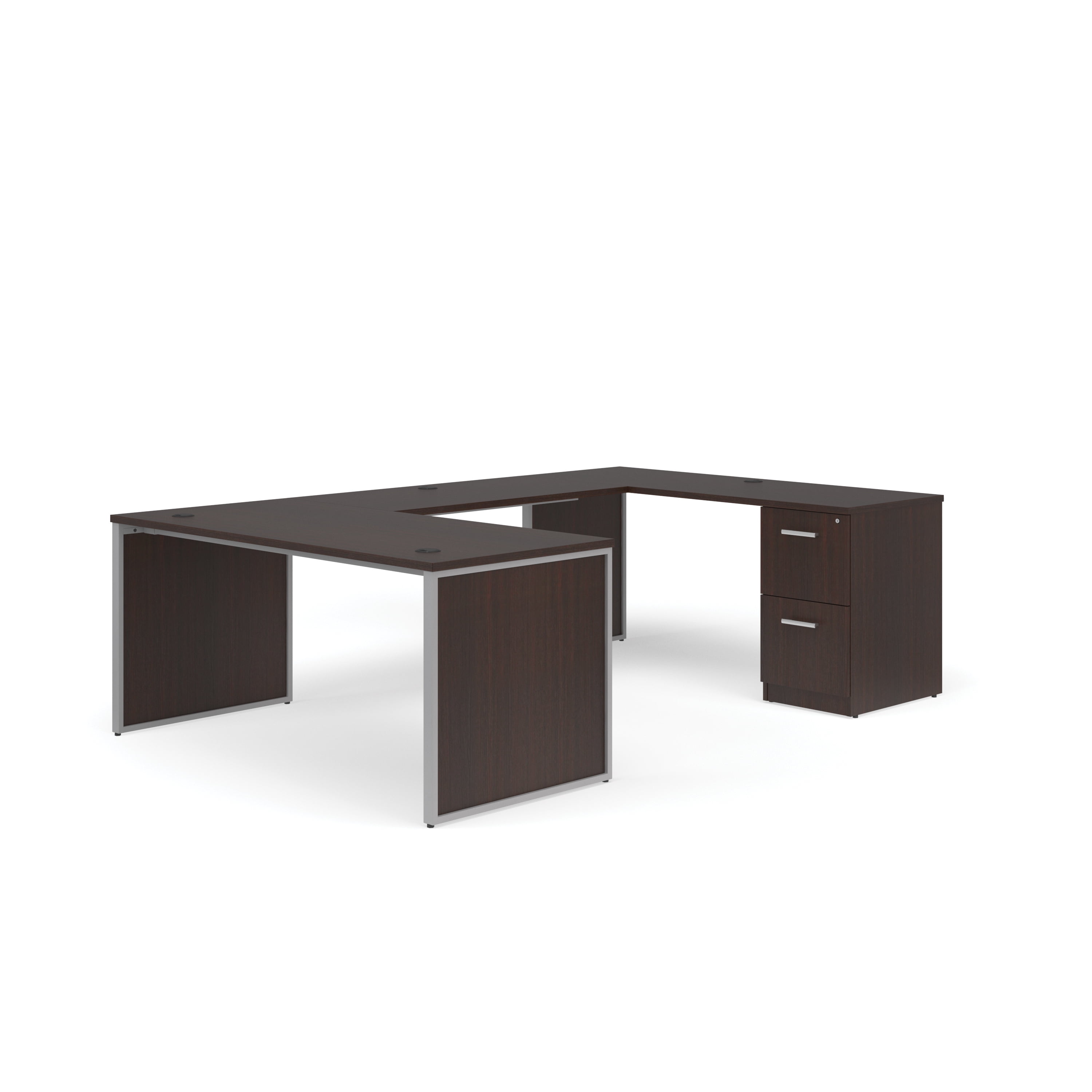 OFM Fulcrum Series Office Furniture Set, 66" U-Shaped Desk with Bridge ...