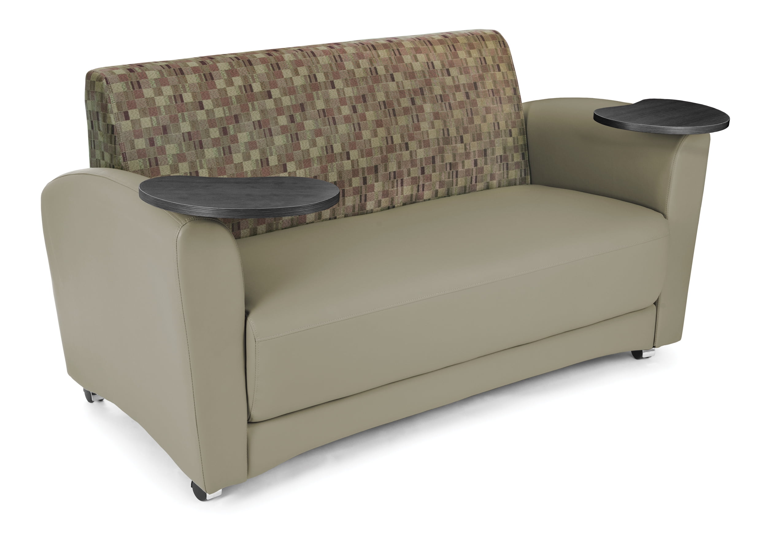 OFM InterPlay Series Model 822 Double Tablet Sofa, Taupe Seat with Plum ...