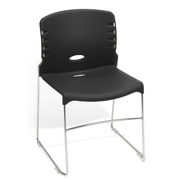 OFM Model 320-P Contract Stack Chair with Plastic Seat & Back, Black ...