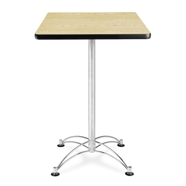 OFM Model CCLT24SQ 24" Square Cafe Height Table, Oak with Chrome Base ...