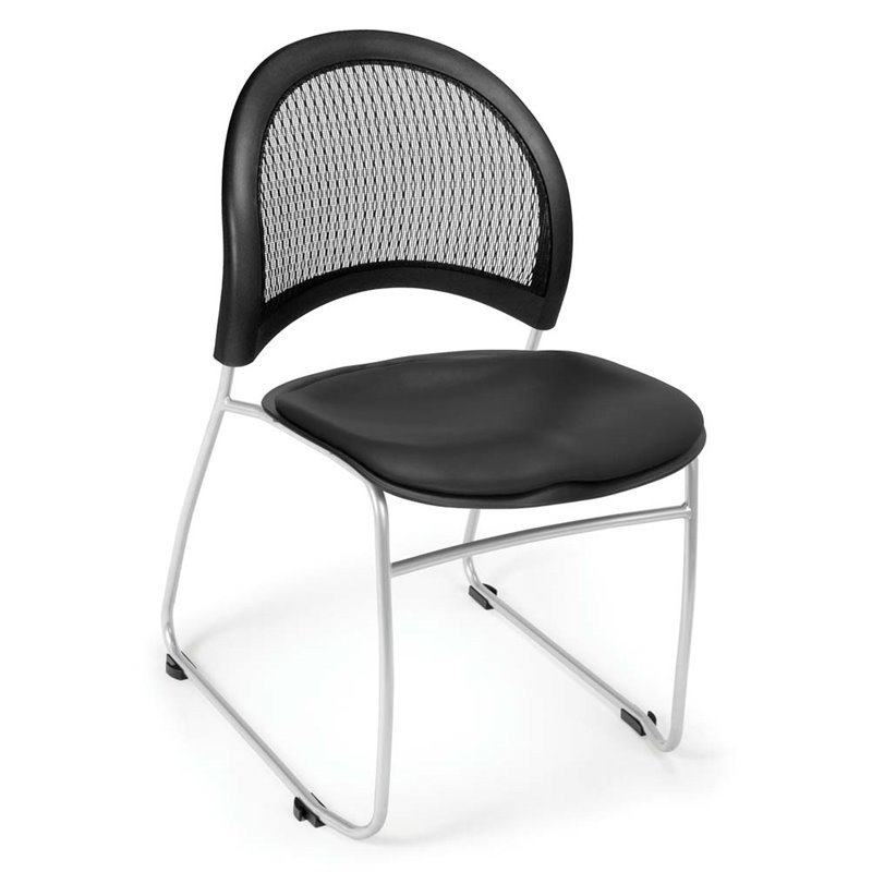 OFM Moon Faux Leather Stacking Chair in Black (Set of 4) - Walmart.com