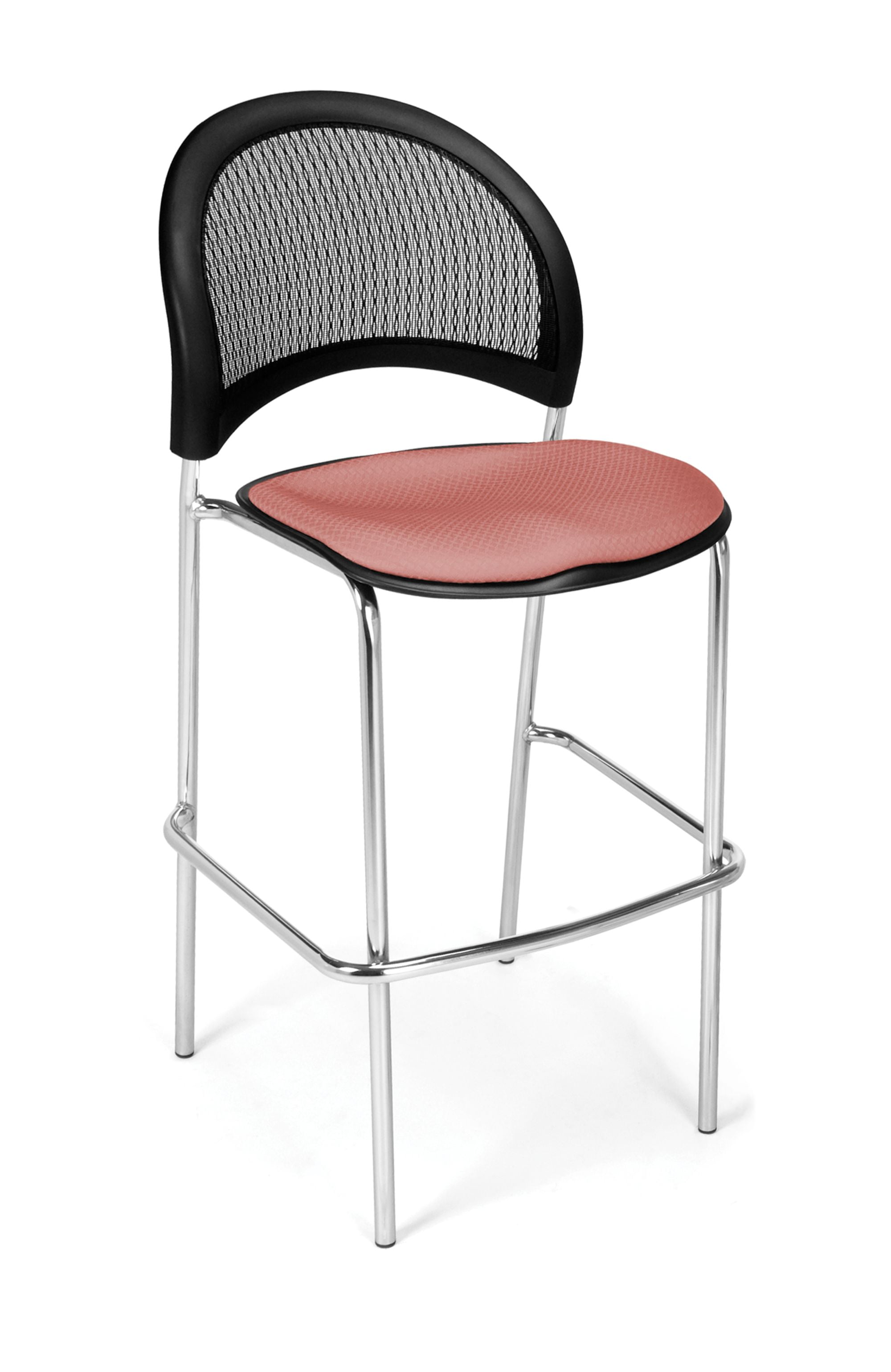 Free Shipping! OFM Moon Series Cafe Height Chair Coral Pink Chrome Base ...
