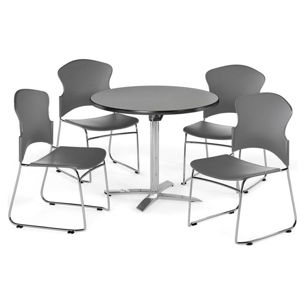 OFM Breakroom Set Multi-purpose Table w/Chairs 36"Dia. Mahogany PKG-BRK ...