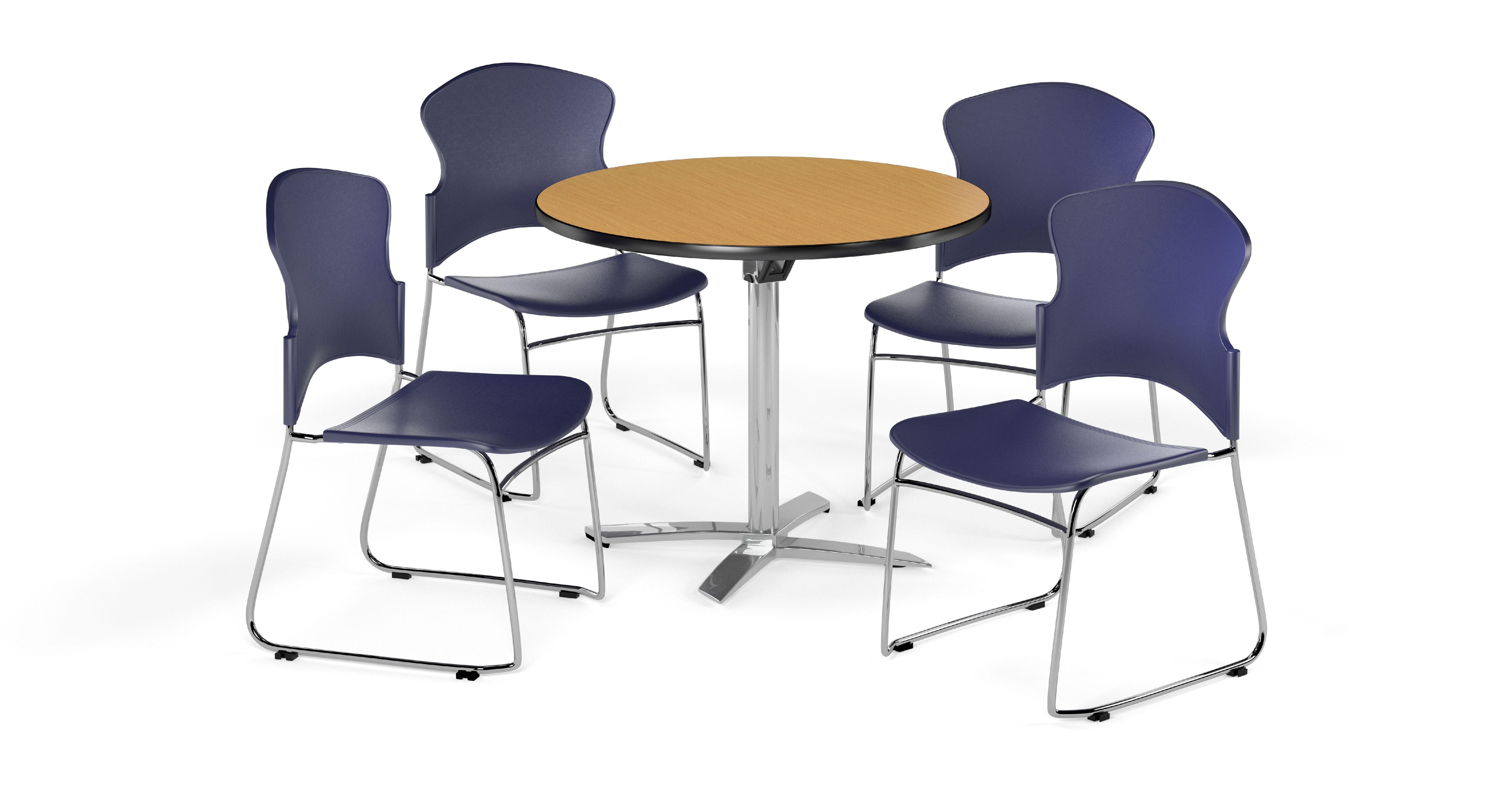 OFM Oak 42-inch Round Break Room Table with 4 chairs - Walmart.com