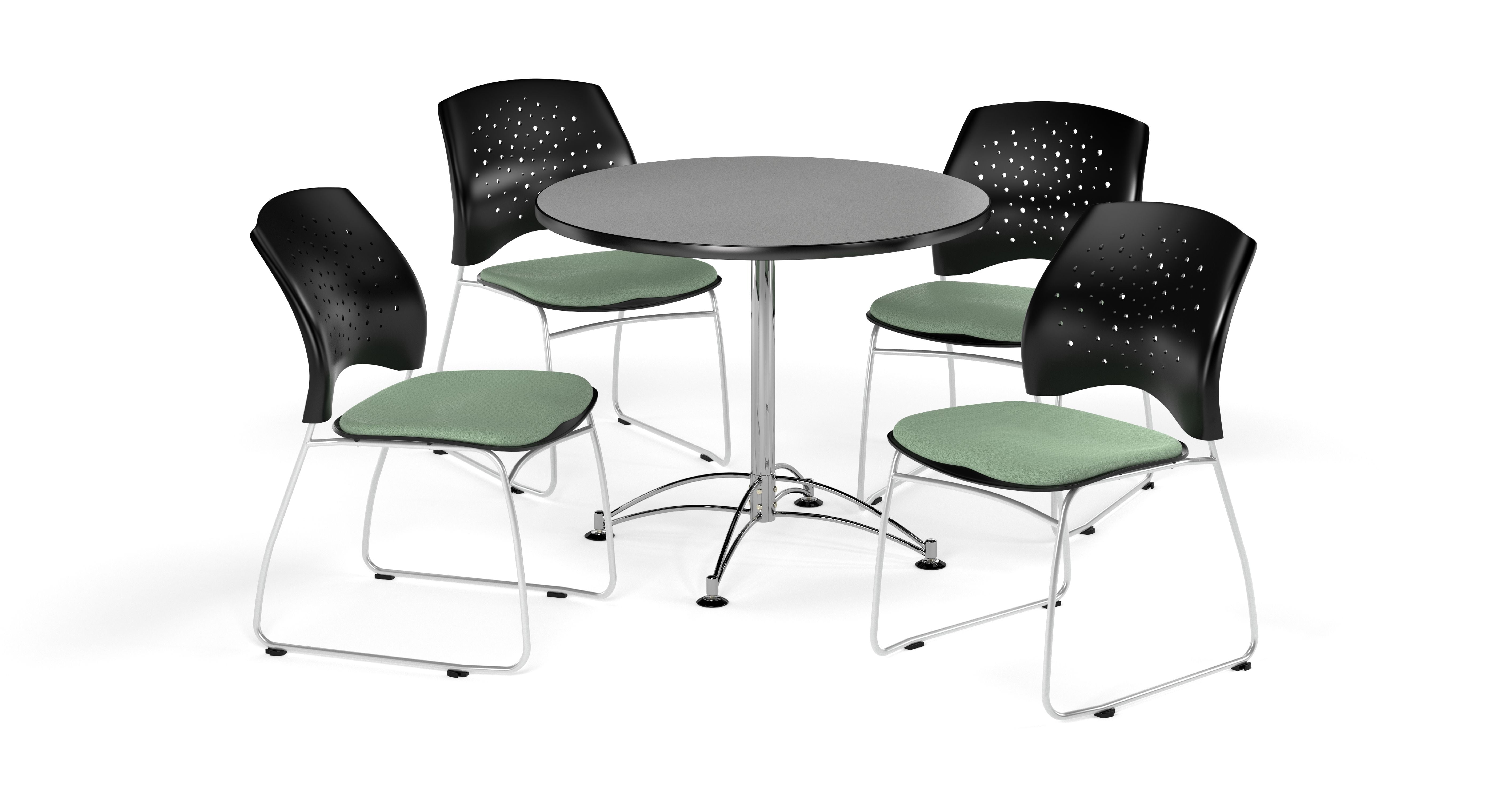 OFM Multi-Use Break Room Package, 36" Round Table with Stars Stack ...