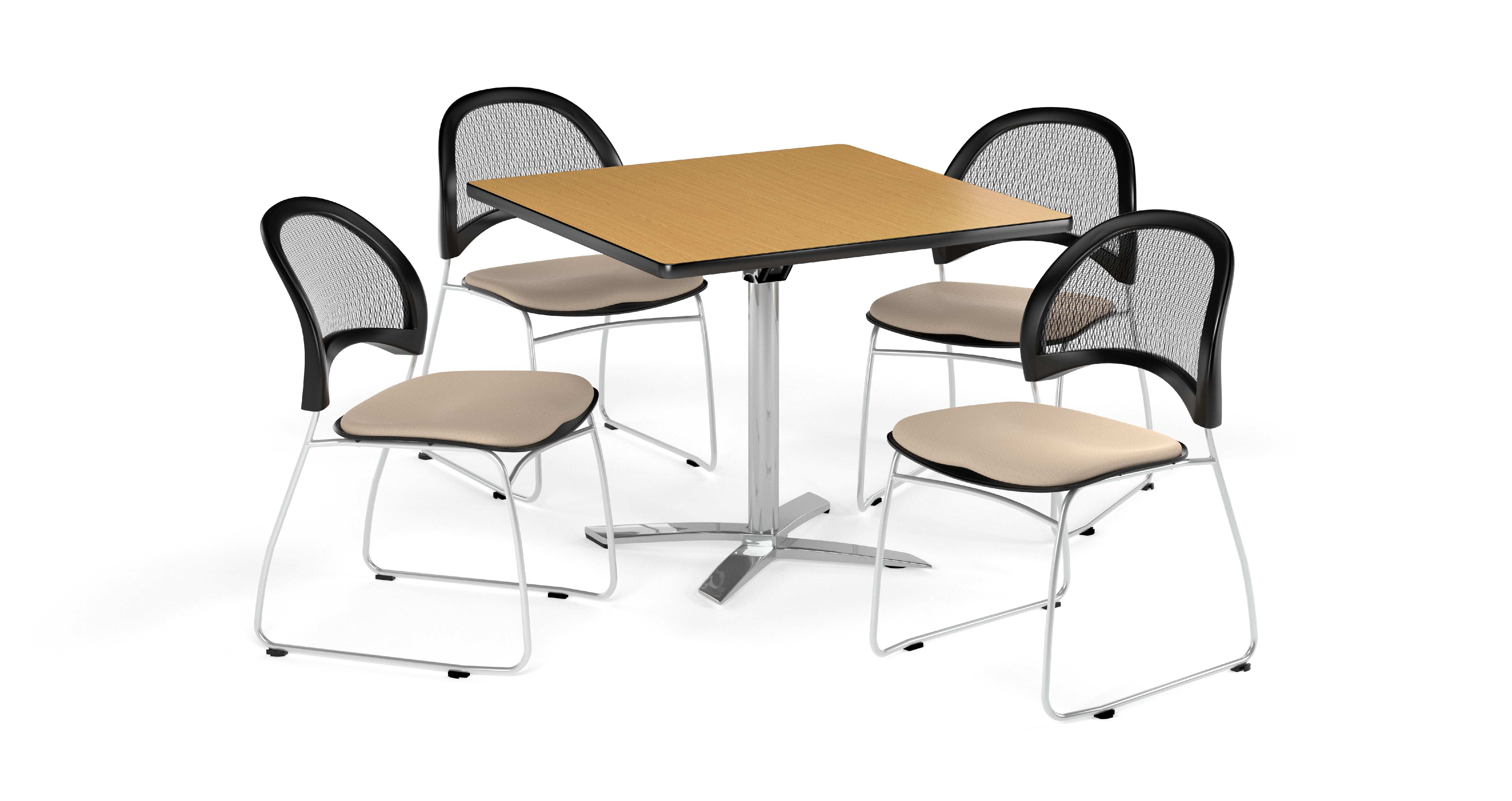 OFM Multi-Use Break Room Package, 36" Square Flip-Top Table with Moon ...
