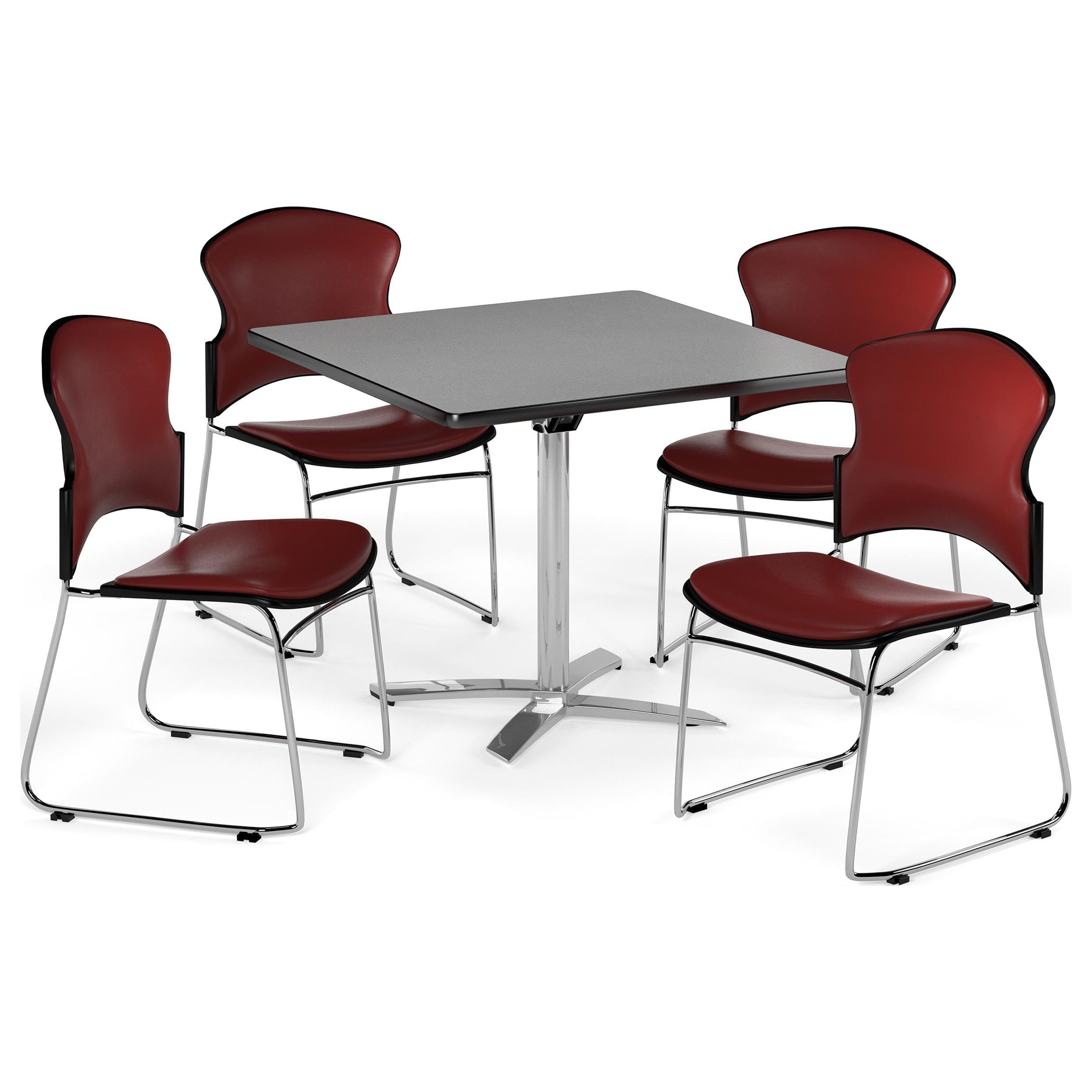 OFM Gray 36-inch Square Flip Top Table with 4 Vinyl Chairs - Walmart.com