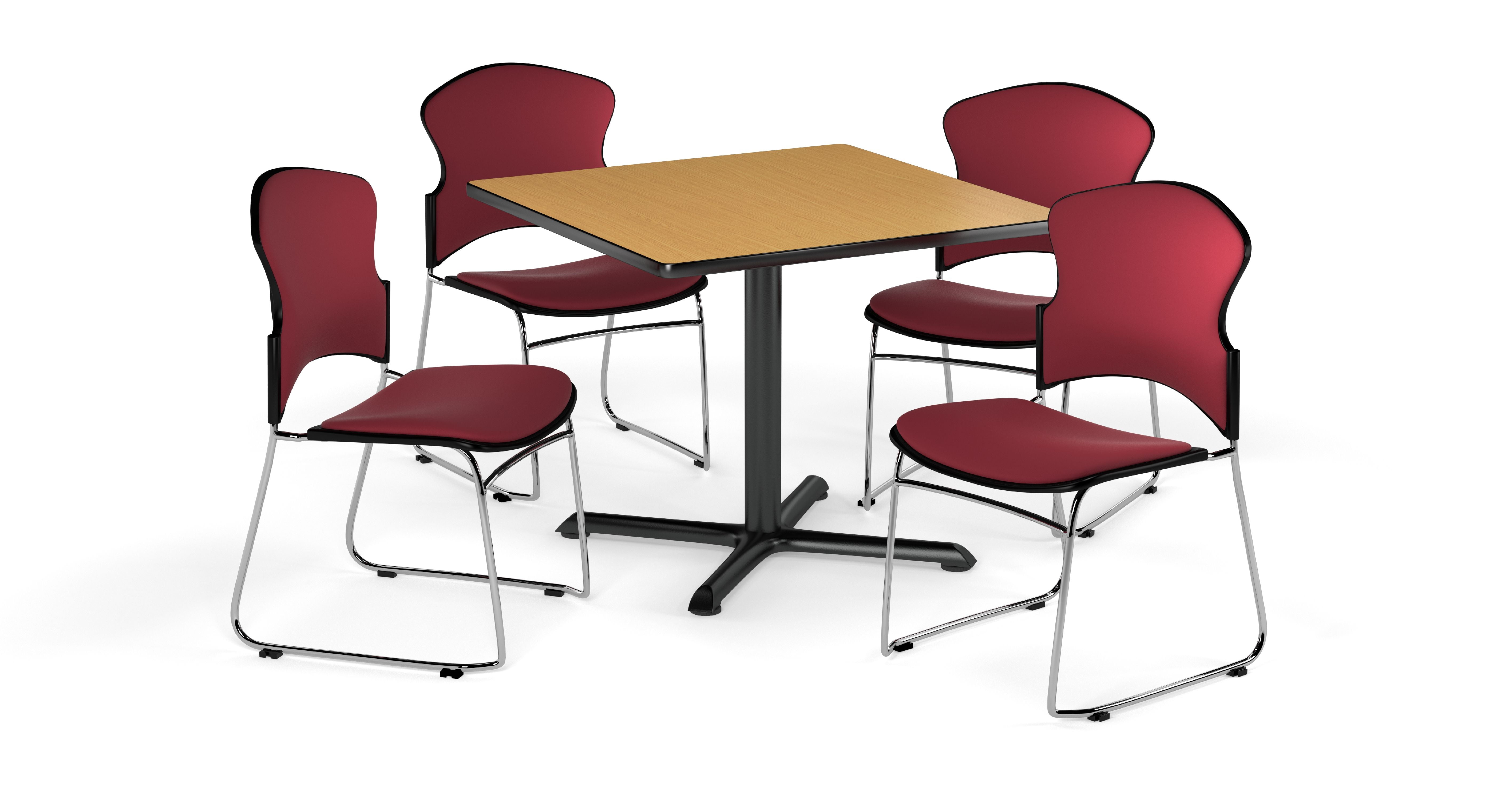 ofm multi-use break room package, 36" square table with fabric stack ...