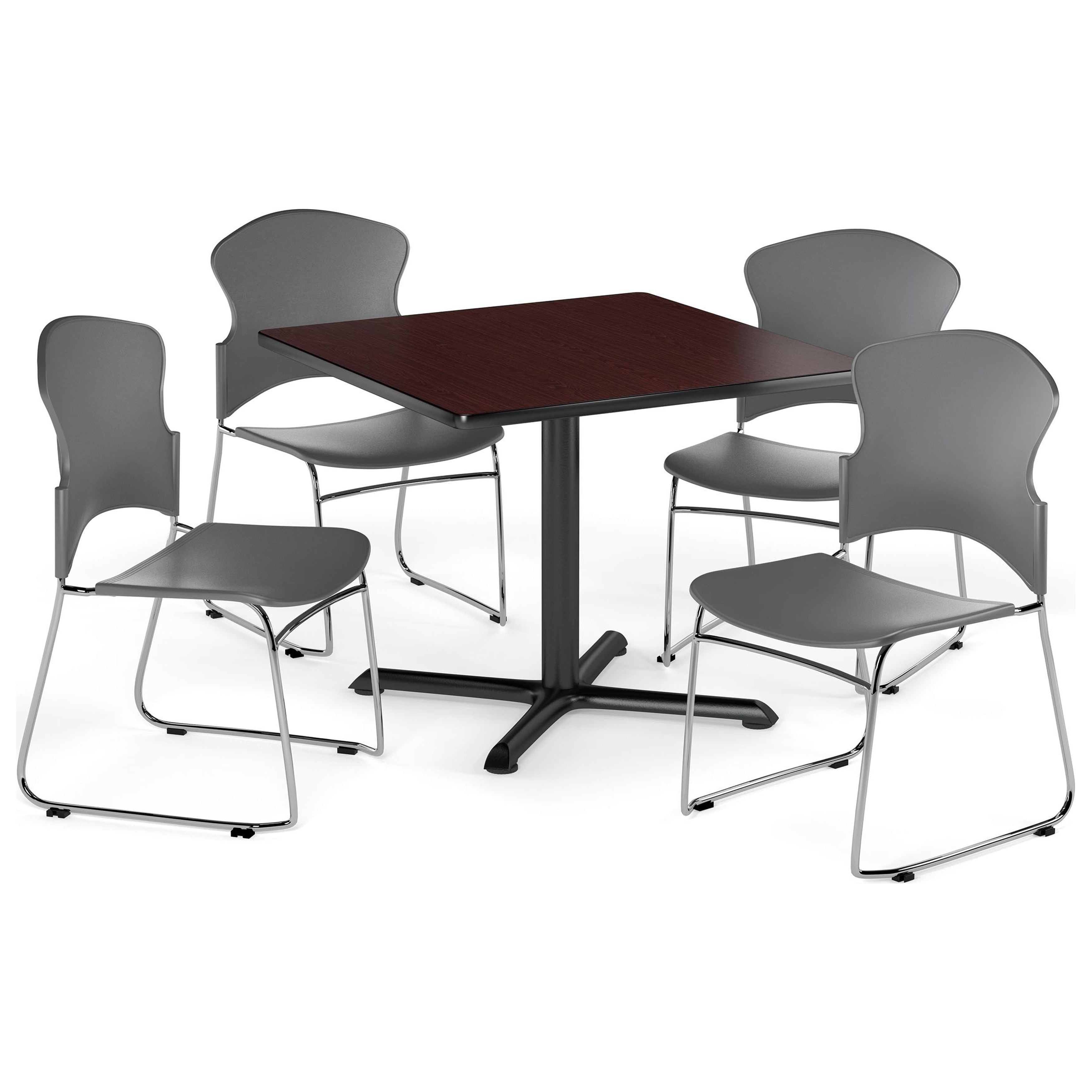 ofm multi-use break room package, 36" square table with plastic stack ...