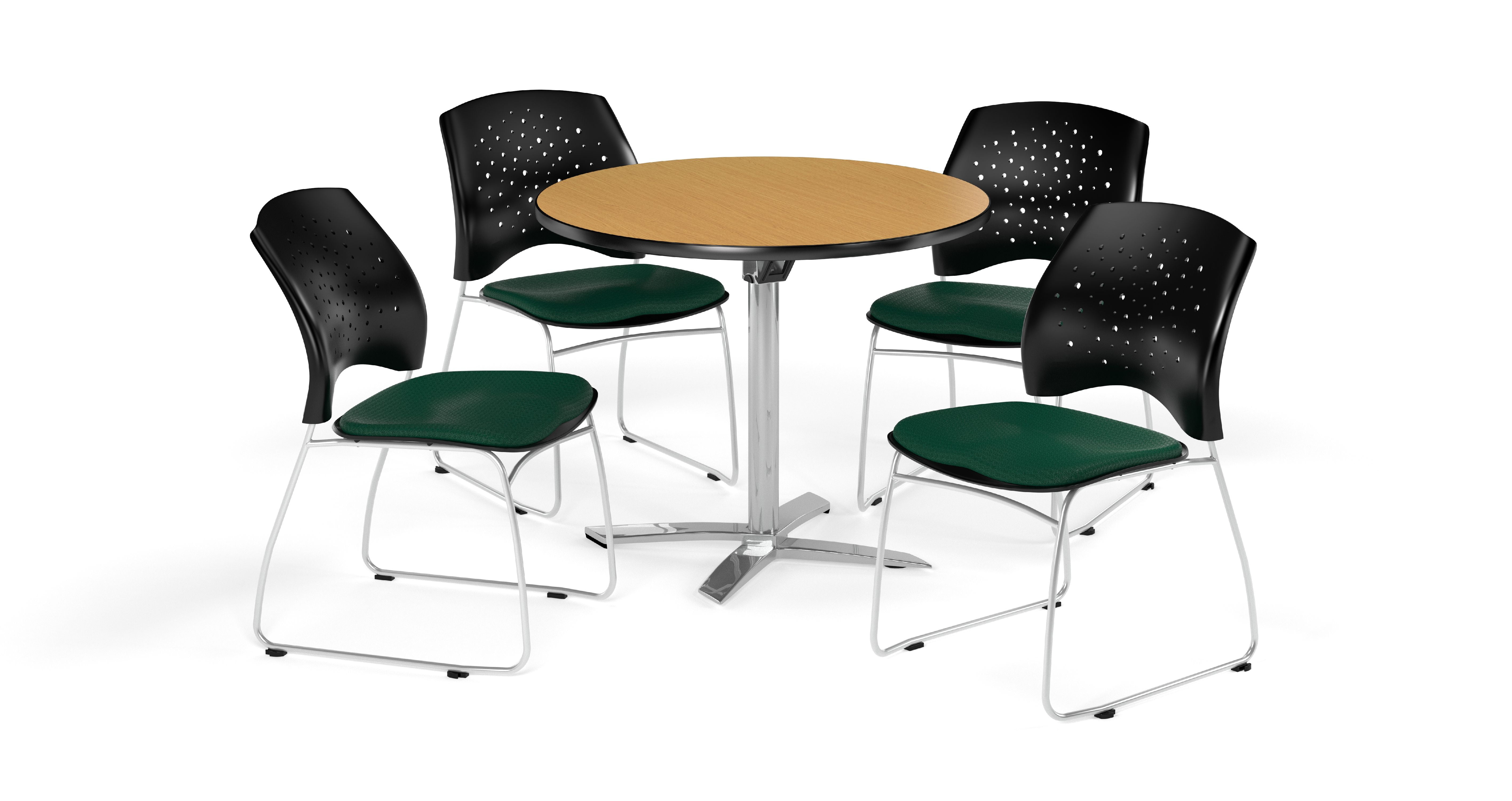 OFM Multi-Use Break Room Package, 42" Round Flip-Top Table with Stars ...